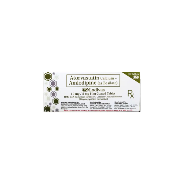 LODIVAS Atorvastatin Calcium / Amlodipine Besilate 10mg / 5mg Film ...